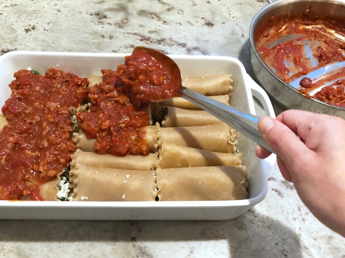 Spinach & Sausage Stuffed Pasta Rolls ⋆ 100 Days of Real Food